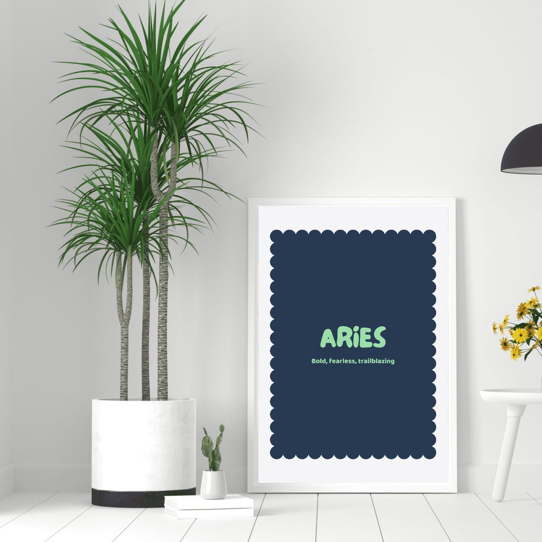 Aries Star Sign Digital Art Print Blue Playful Bold Wall Art A1-A4 ...
