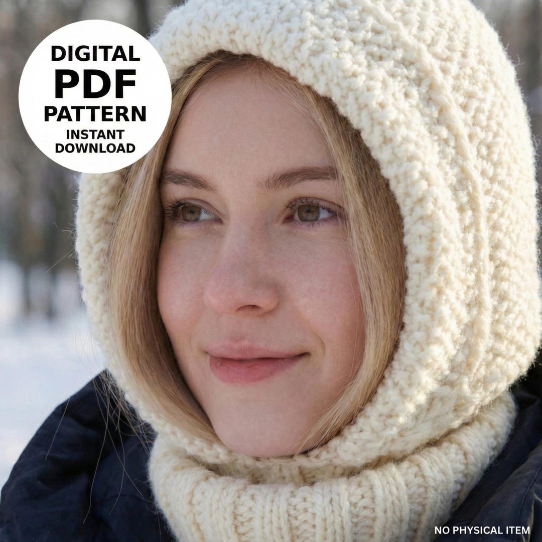 Hooded Cowl Knitting Pattern PDF | Balaclava Hood + Neck Warmer | Moss ...