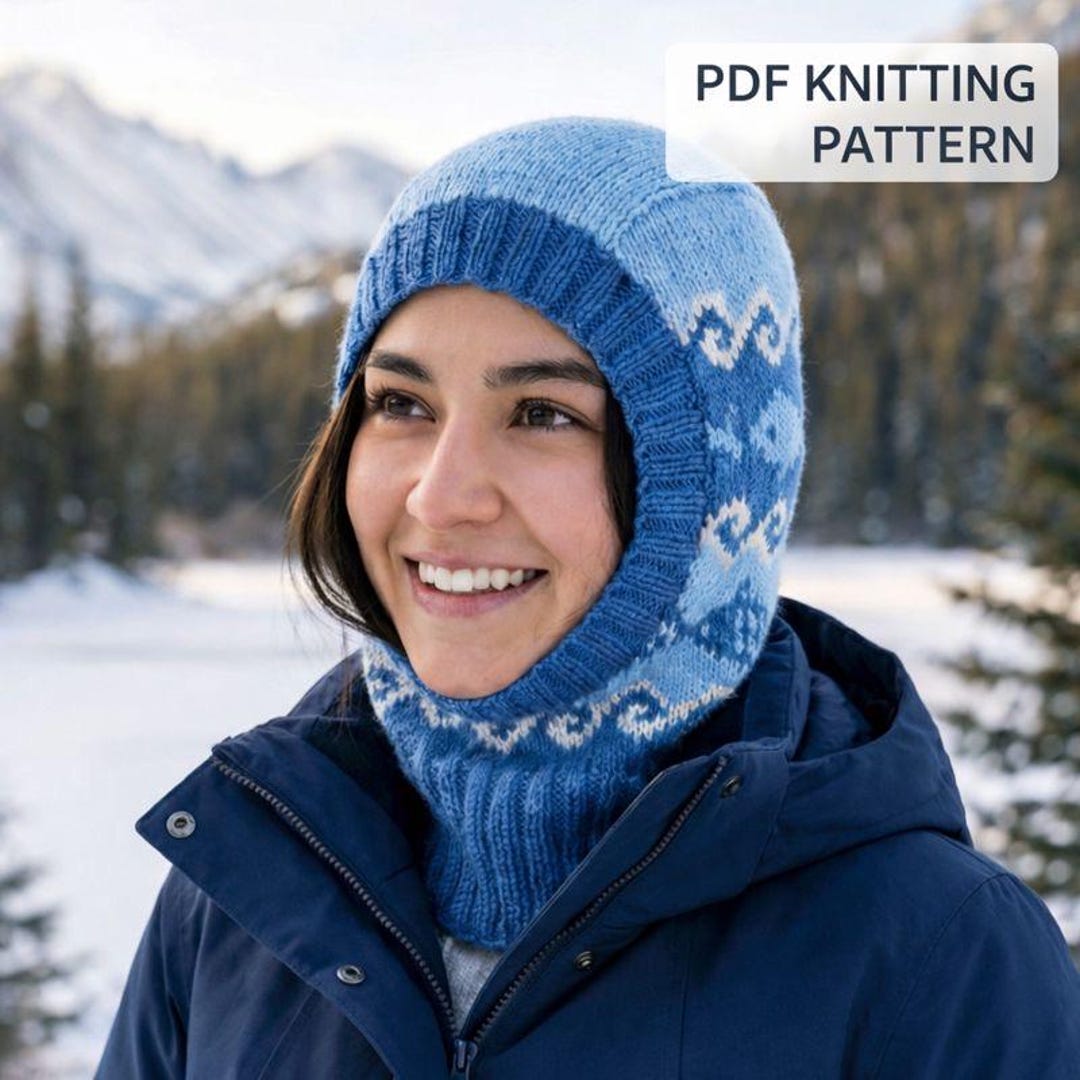 Fish Balaclava Knitting Pattern PDF, Adult Winter Hood, Stranded ...