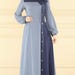 Two-toned Maxi Dress, Long Sleeves, Button Front and Neck Tie ...