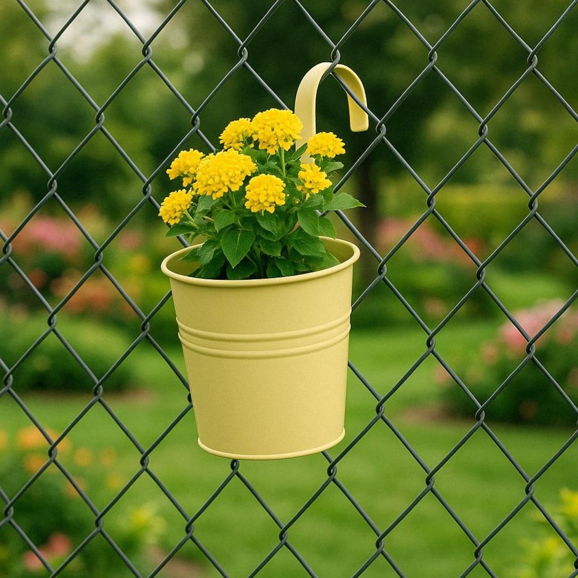 Metal Hanging Plant Pot: Colorful Outdoor Garden Decor - Etsy