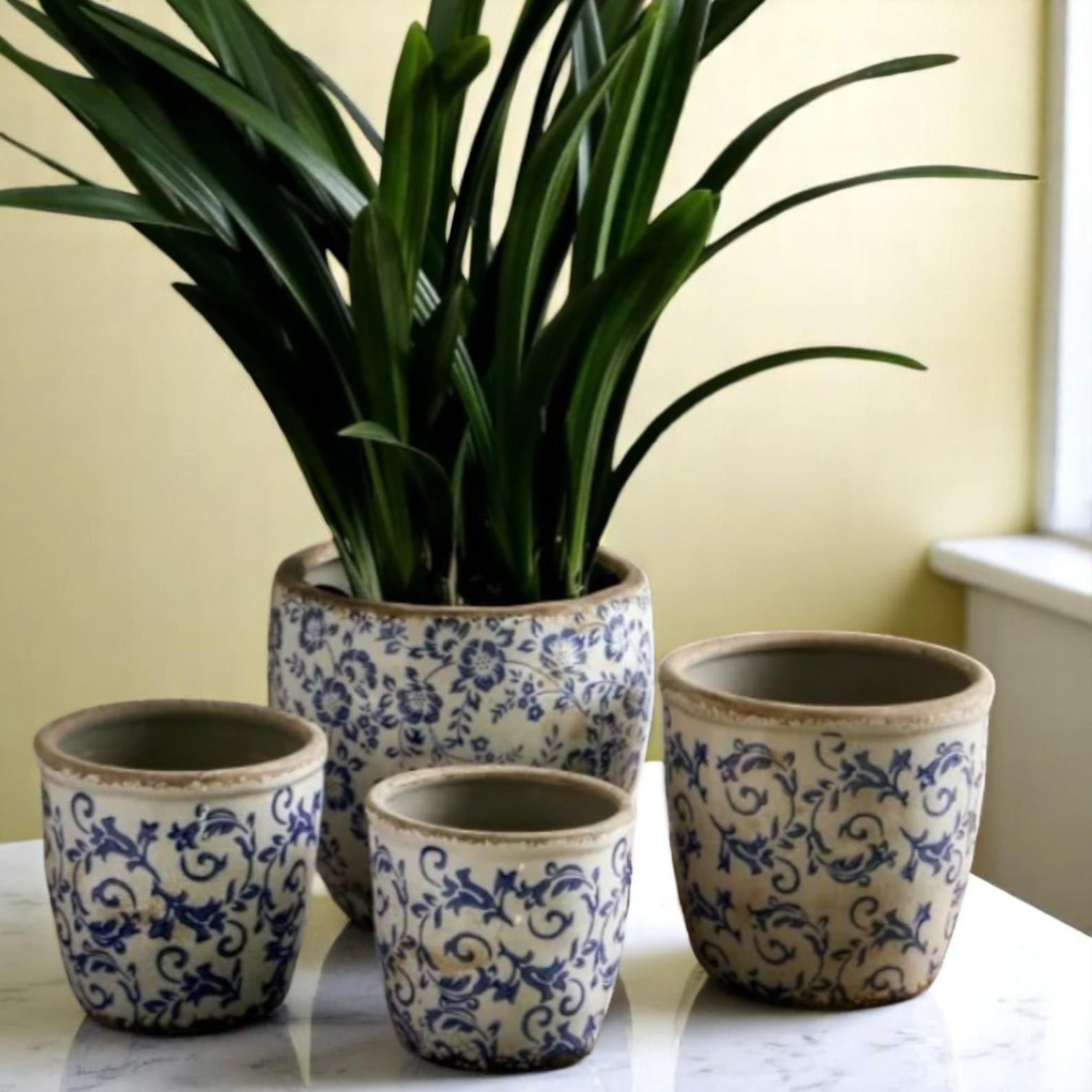 Handpainted Blue & White Ceramic Flower Pot, Indoor Planter - Etsy