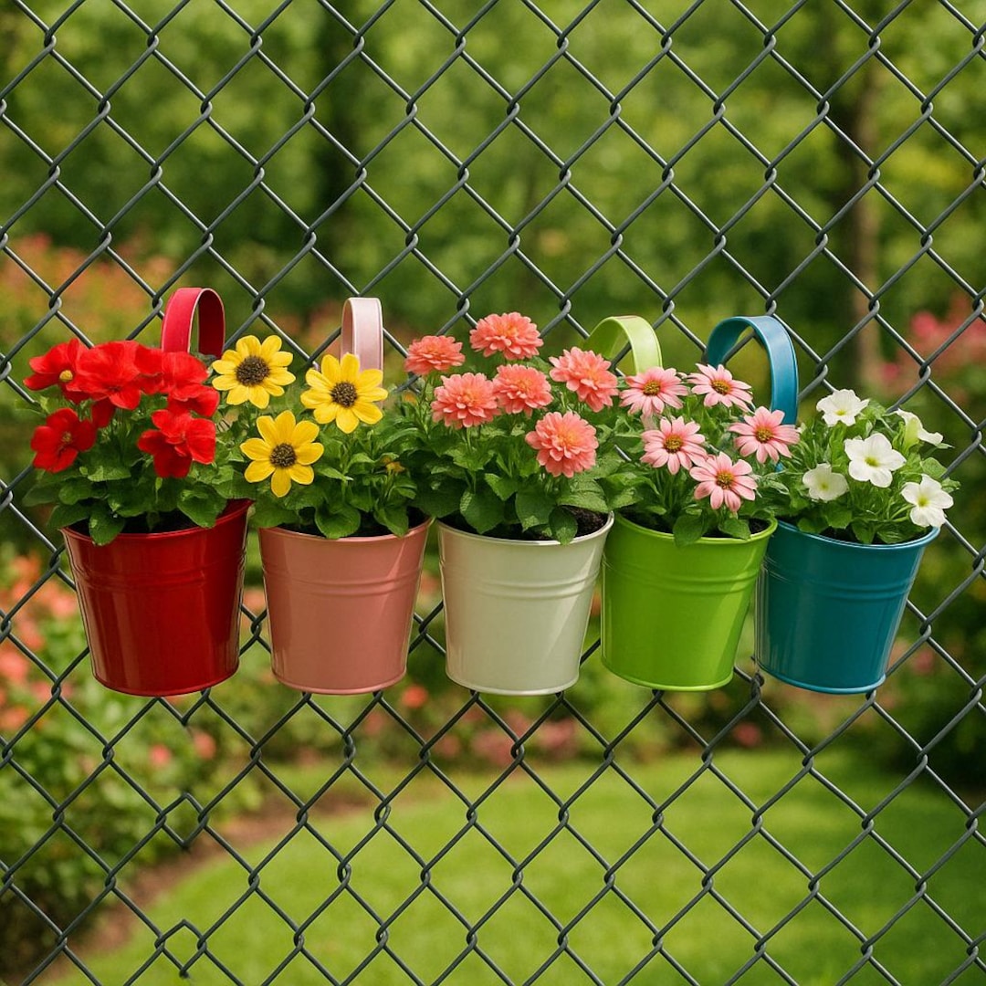 Metal Hanging Plant Pot: Colorful Outdoor Garden Decor - Etsy