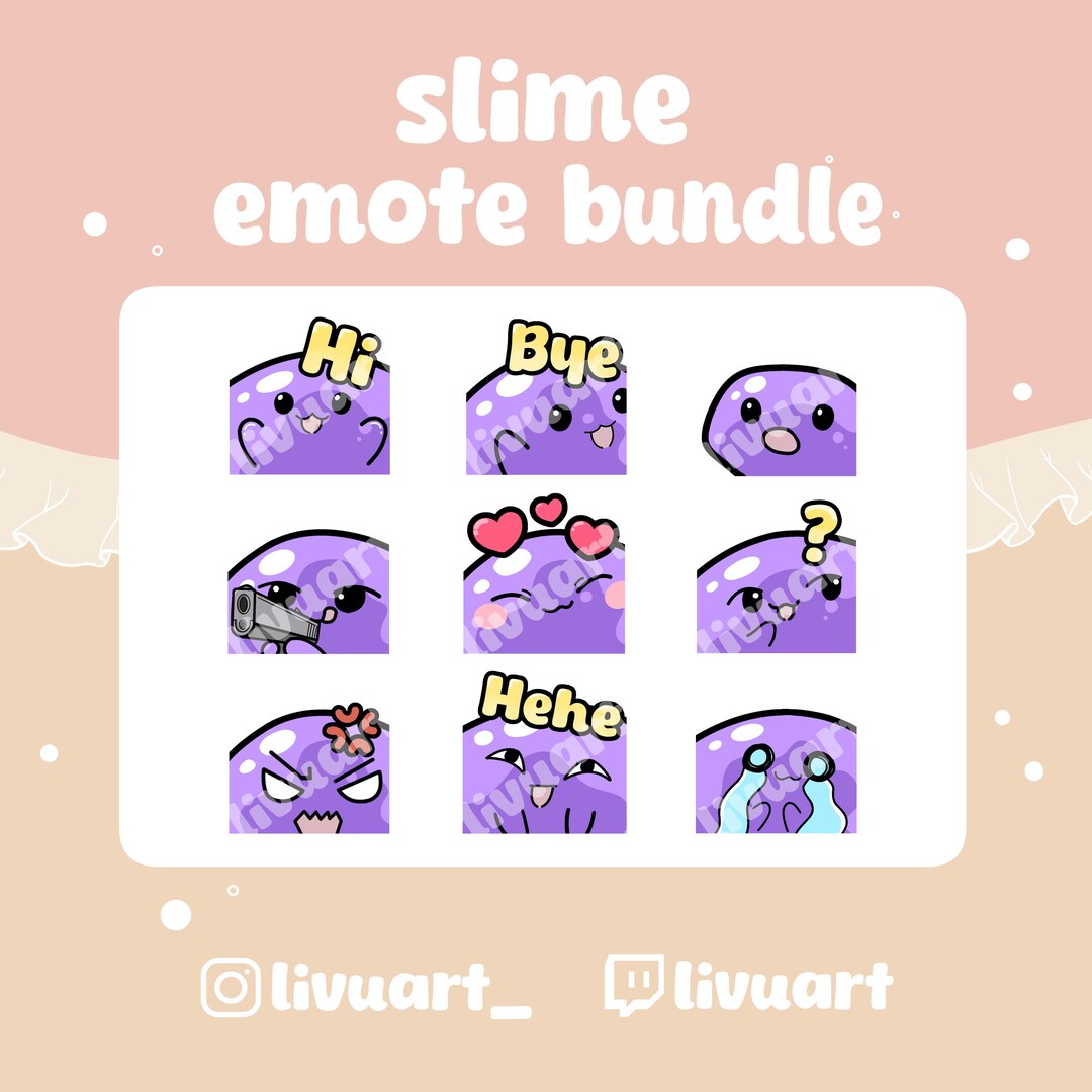 Cute Slime Twitch Emote Bundle | 9x Kawaii Slime Emotes | Transparent ...
