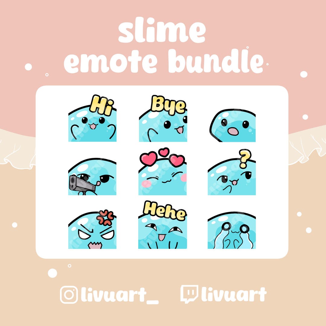 Cute Slime Twitch Emote Bundle | 9x Kawaii Slime Emotes | Transparent ...