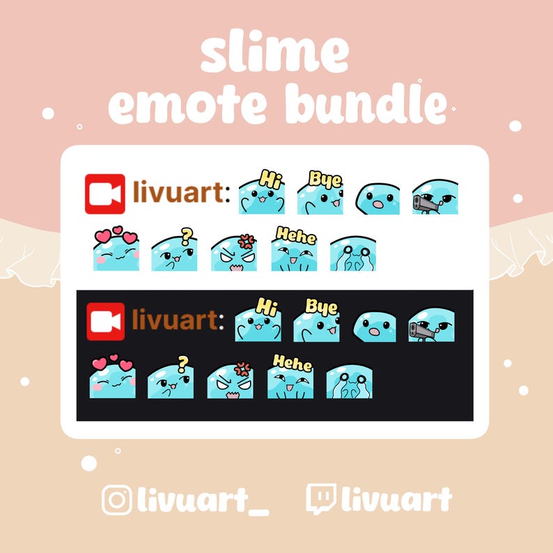Cute Slime Twitch Emote Bundle | 9x Kawaii Slime Emotes | Transparent ...