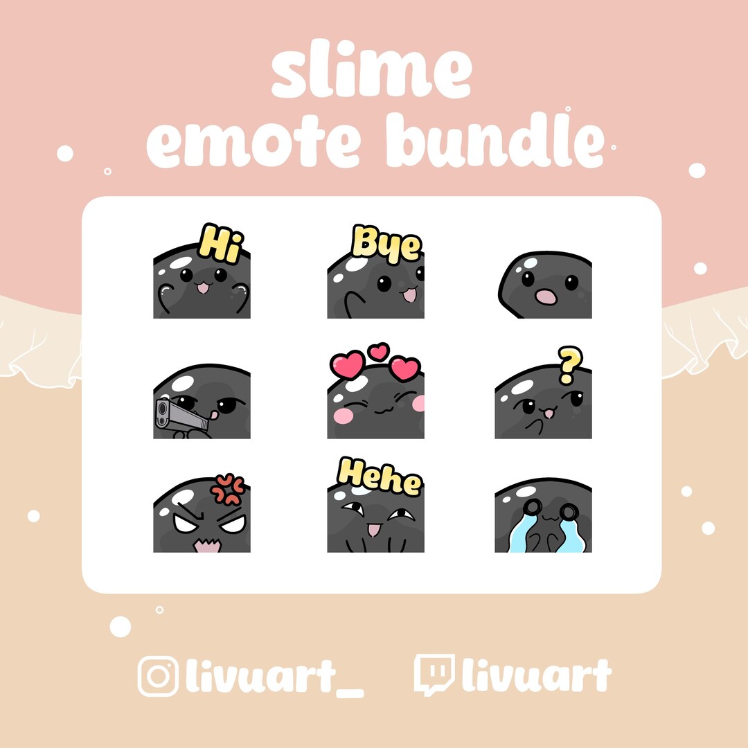 Cute Slime Twitch Emote Bundle | 9x Kawaii Slime Emotes | Transparent ...