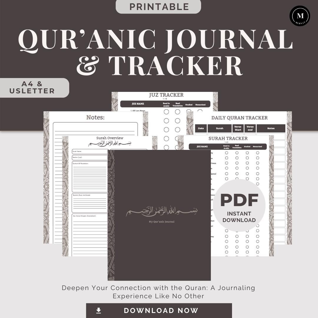 Quranic Journal & Tracker, Quran Study, Muslim Planner, Quran ...