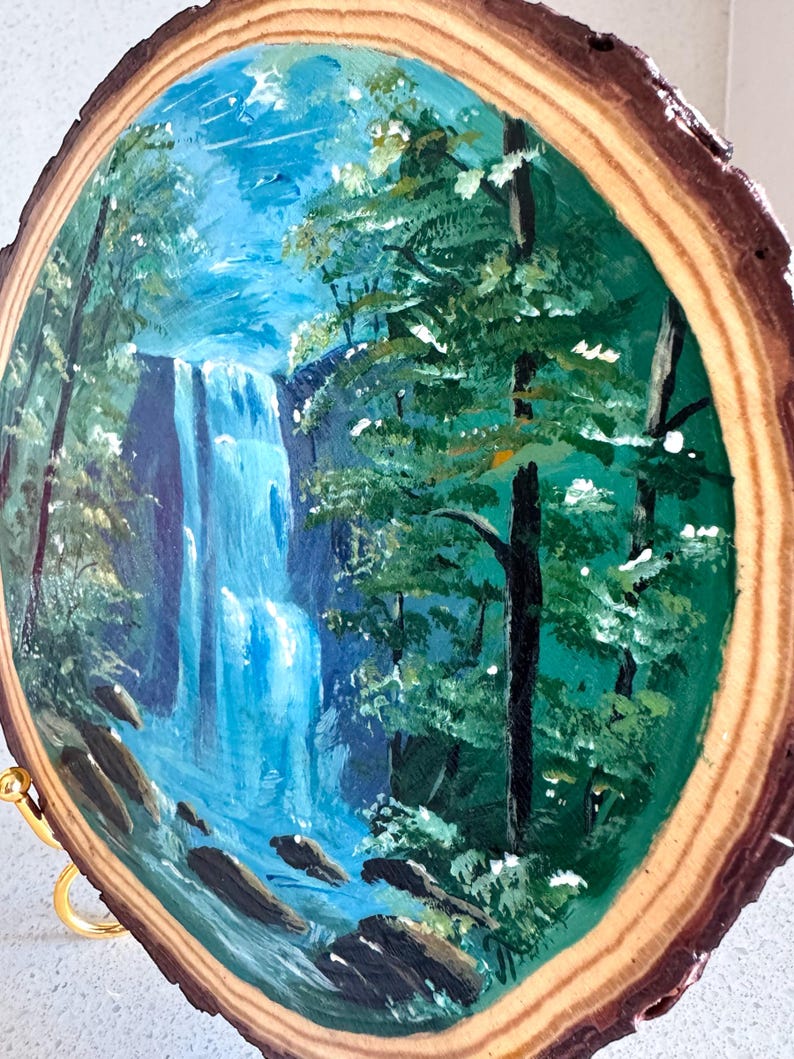 Waterfall in the Forest - Decorative Painting, Wood Painting, Hand ...