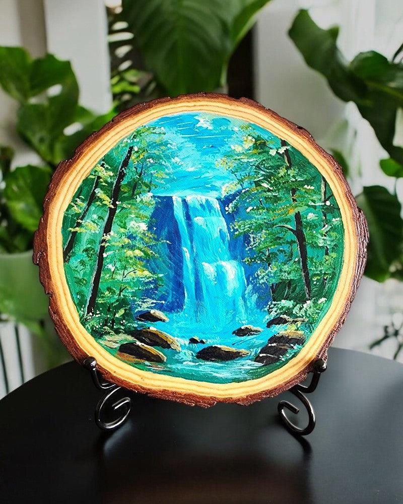 Waterfall in the Forest - Decorative Painting, Wood Painting, Hand ...