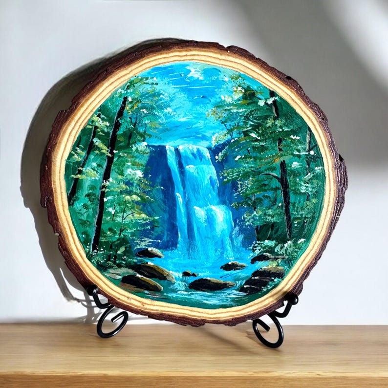 Waterfall in the Forest - Decorative Painting, Wood Painting, Hand ...