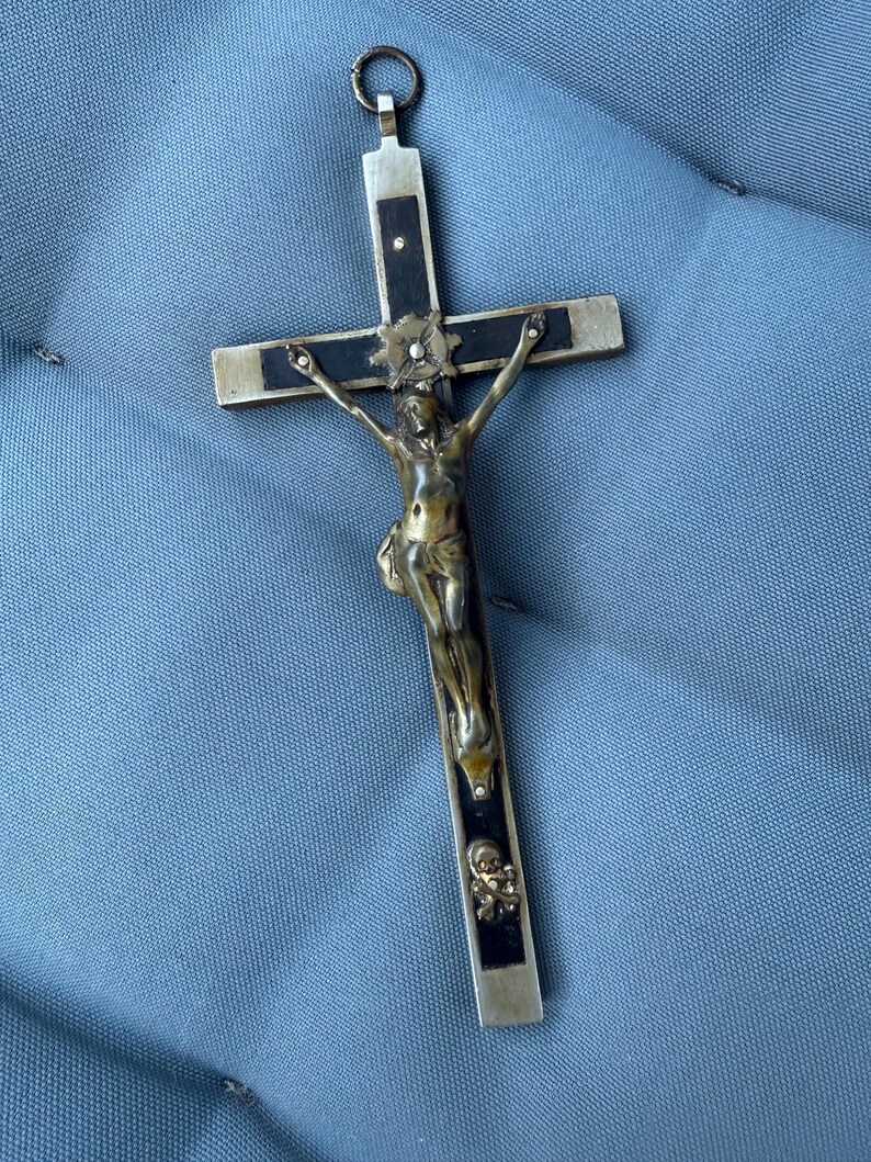 Antique German Ebony Crucifix: 19th Century Brass INRI Wall Cross - Etsy
