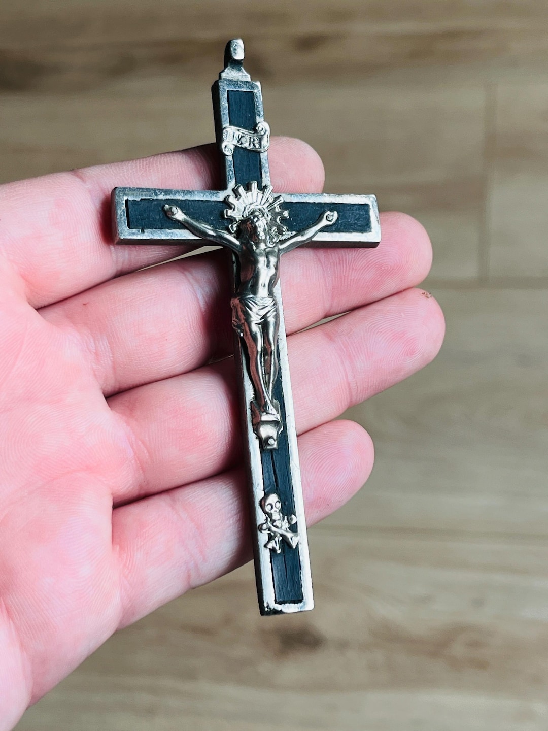 Vintage Catholic Skull and Crossbones Crucifix - INRI Metal Cross - Etsy