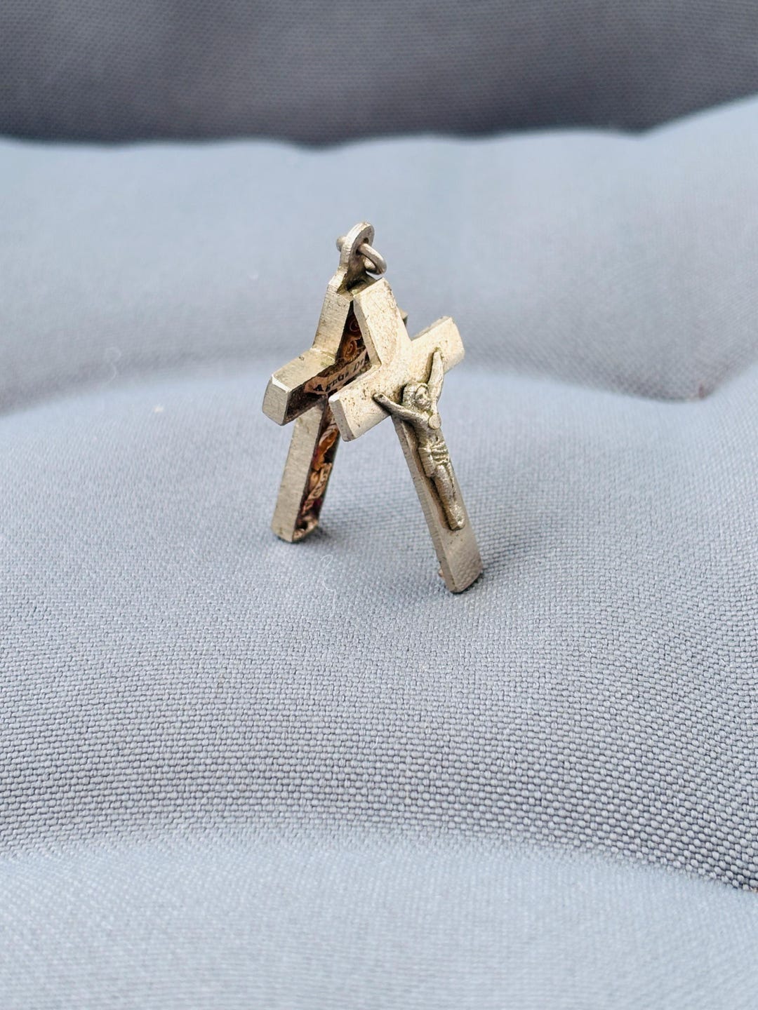 Rare Religious Christian Opening Reliquary Cross, Agnus Dei and Paperolle , Antique Crucifix ...