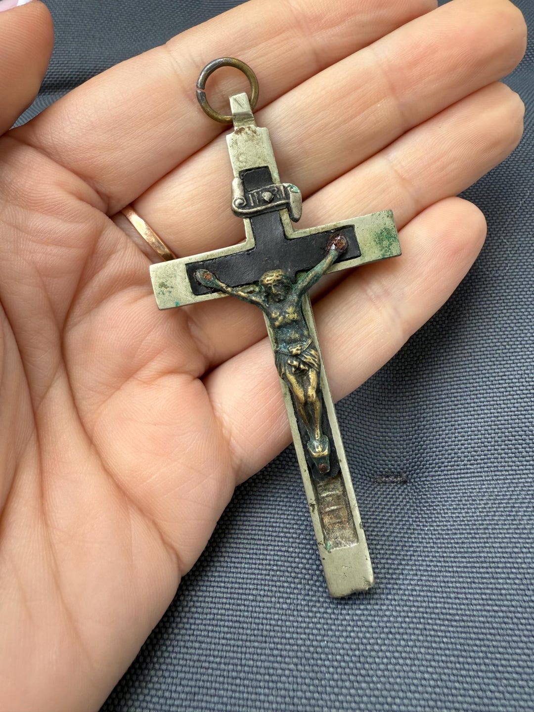Vintage Antique Cross Made of Ebony and Metal, 1940 - Etsy