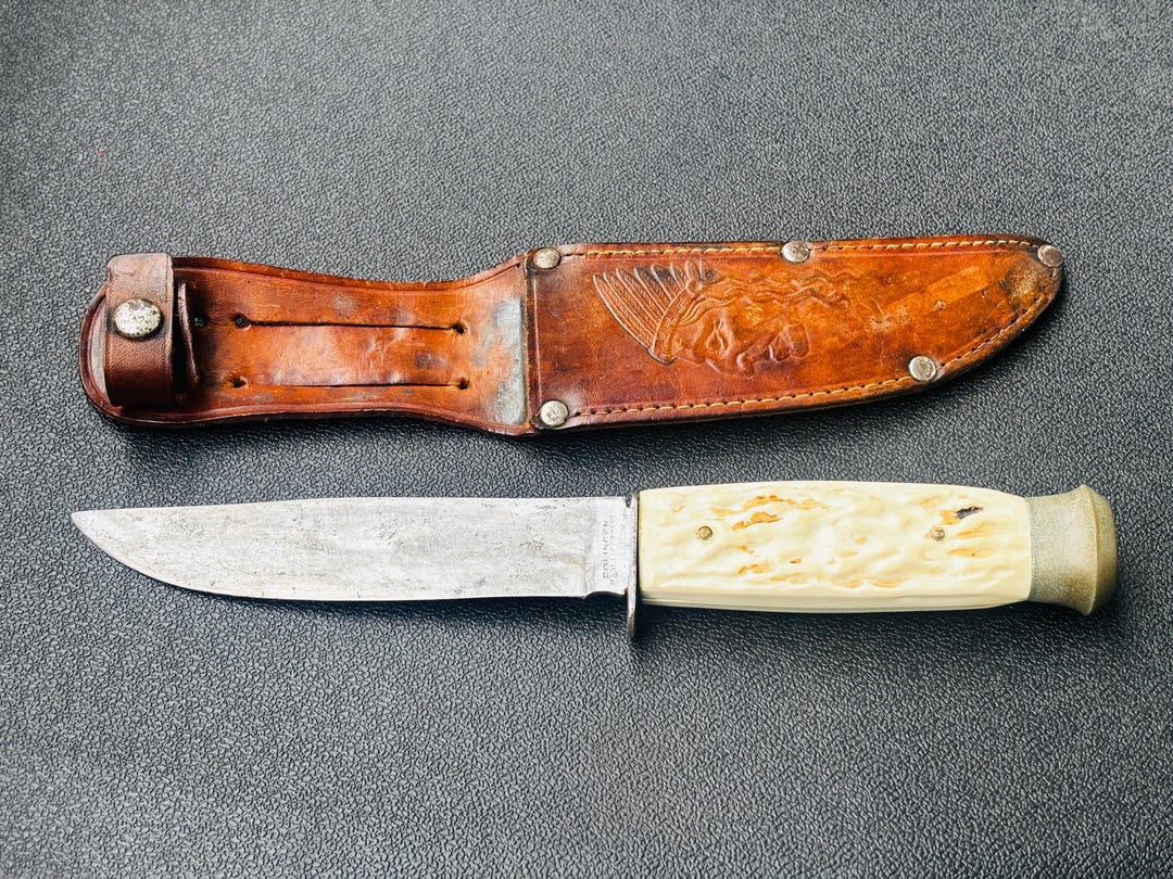 Antique SOLINGEN Hunting Knife, Made in Germany, Leather Knife Sheath ...