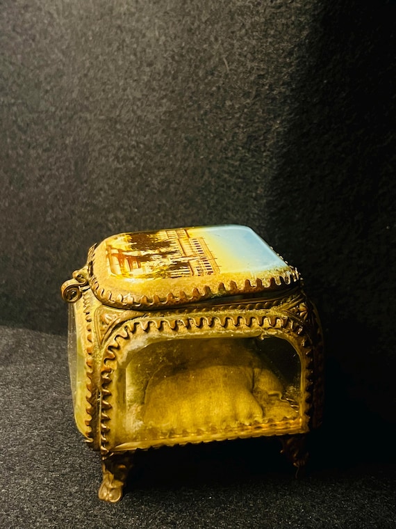 Antique glass box, old France, early 20th century - Gem