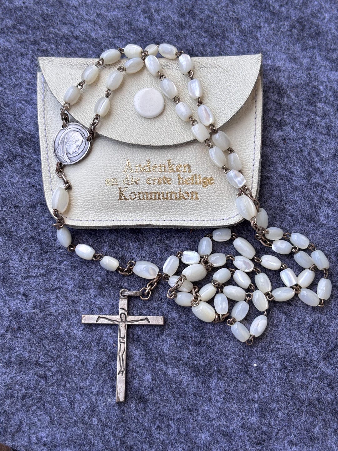 Remembrance of the First Holy Communion / German Rosary / White Beads ...