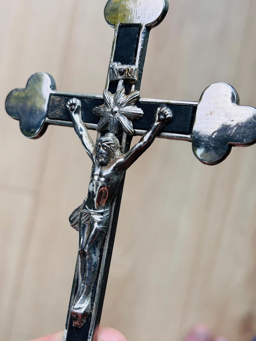 Large Antique German Catholic Crucifix / Metal Cross With Jesus Tree ...