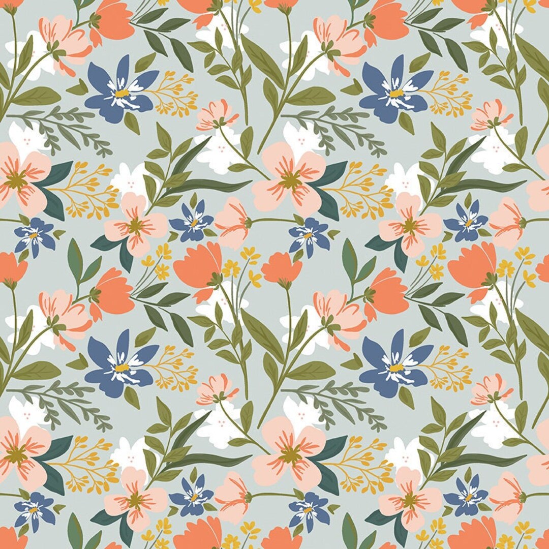 LAMINATED Cotton Fabric by the Yard Time to Flourish by Riley Blake ...