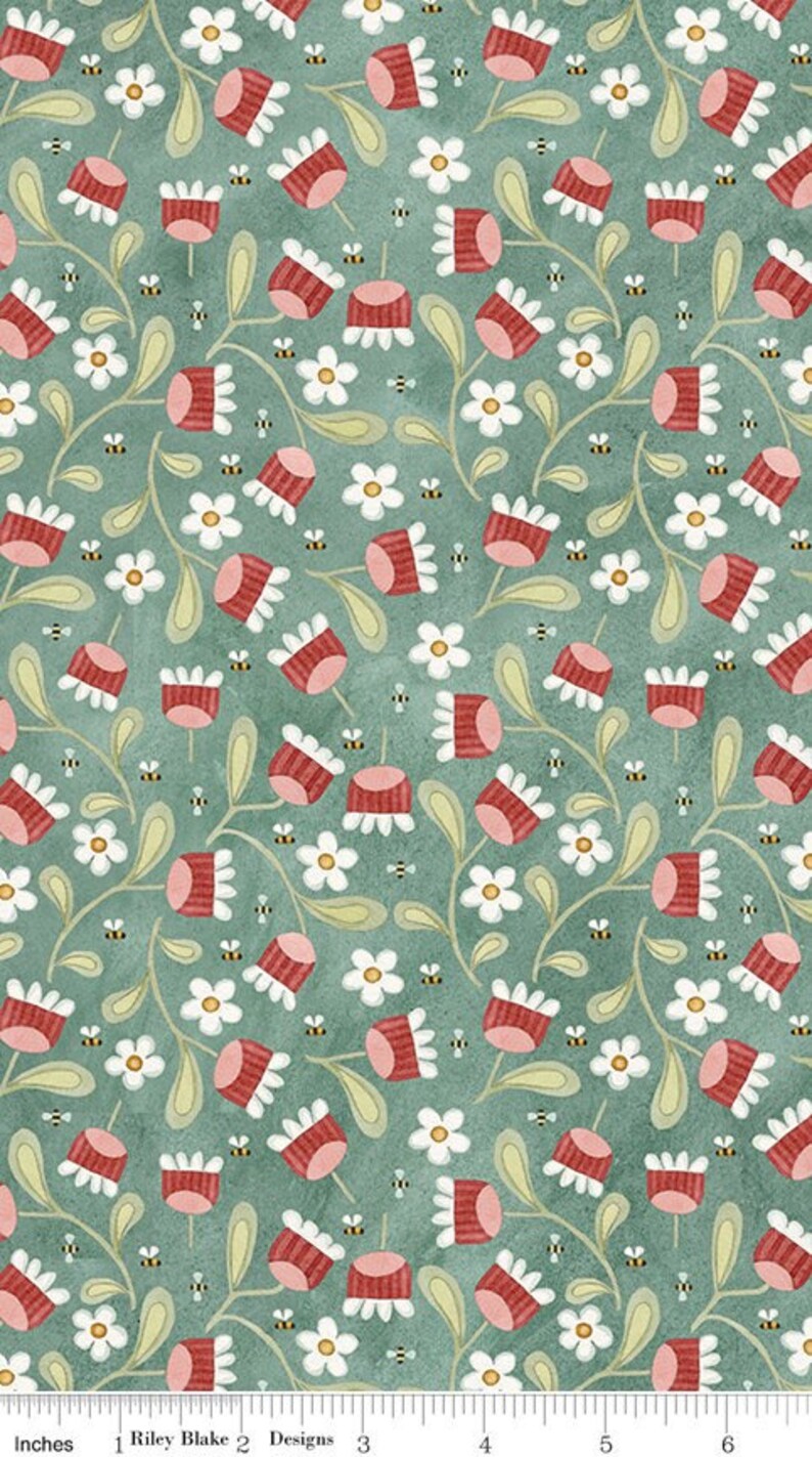 Blooms and Bees Laminated Cotton Fabric, Riley Blake Waterproof ...