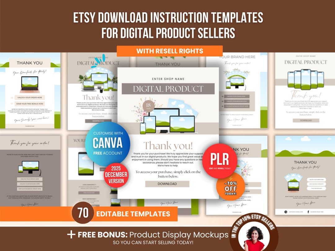 70 Etsy Download Instruction Templates Bundle, Editable Canva Template ...