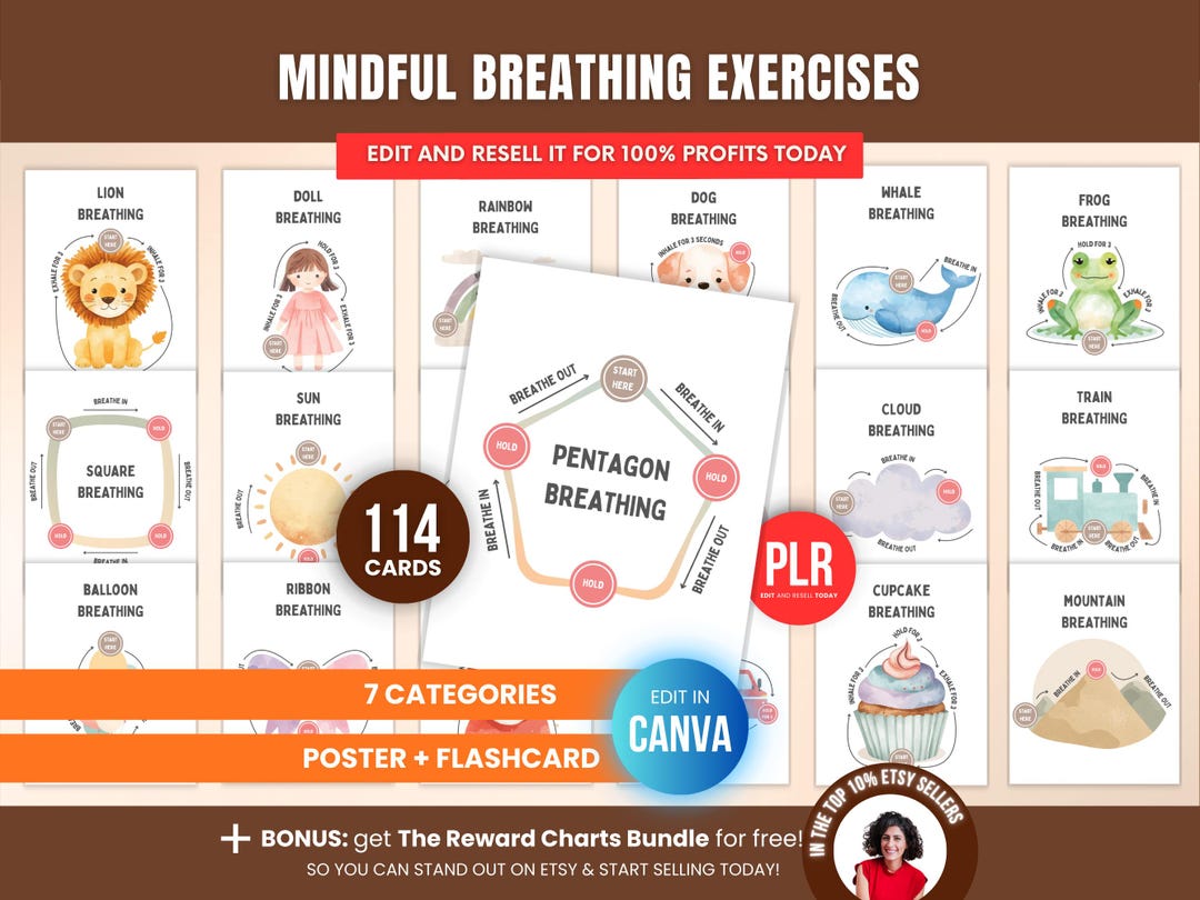 Mindfulness Breathing Exercises for Kids PLR, DFY Calm Down Visual ...