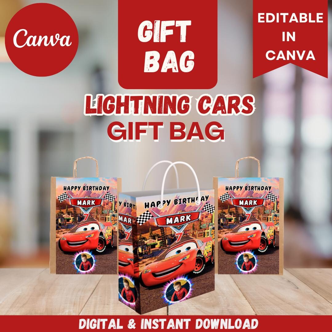 Disney Cars Birthday Favor Bag Label | Editable Template (digital ...