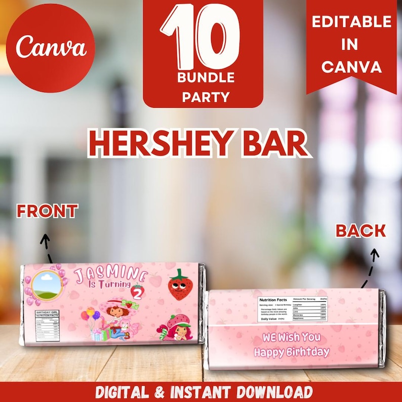 Editable Strawberry Birthday Girl Party Package Bundle, Strawberry ...