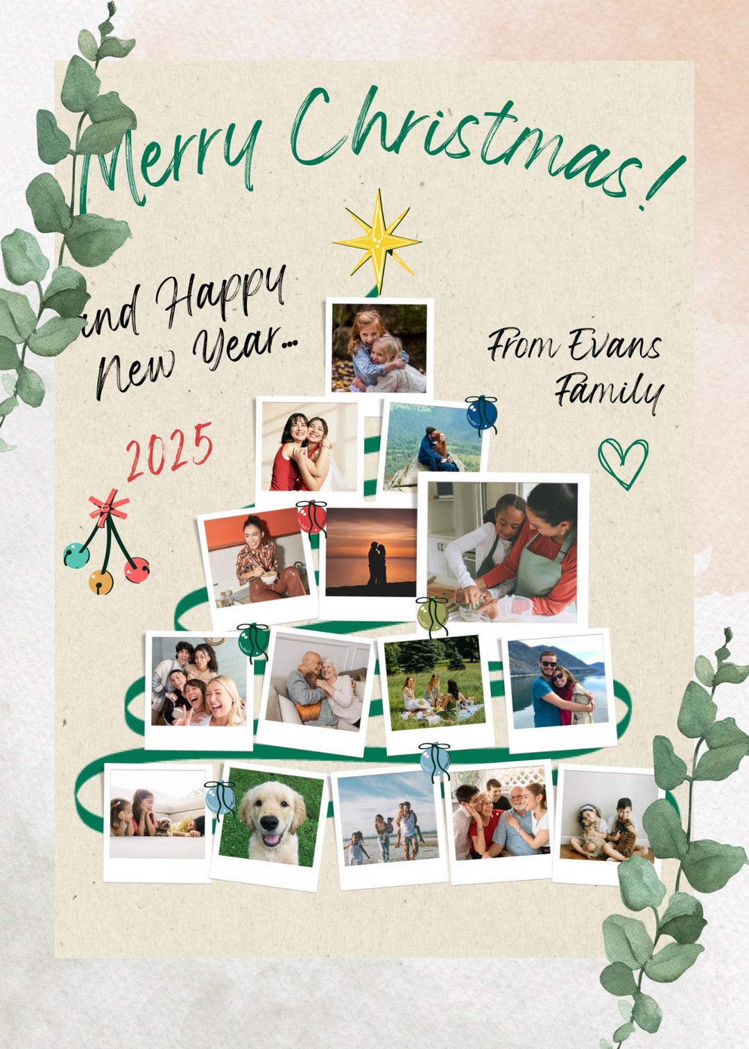 Christmas Photo Collage Template: Family Picture Gift (canva Editable ...