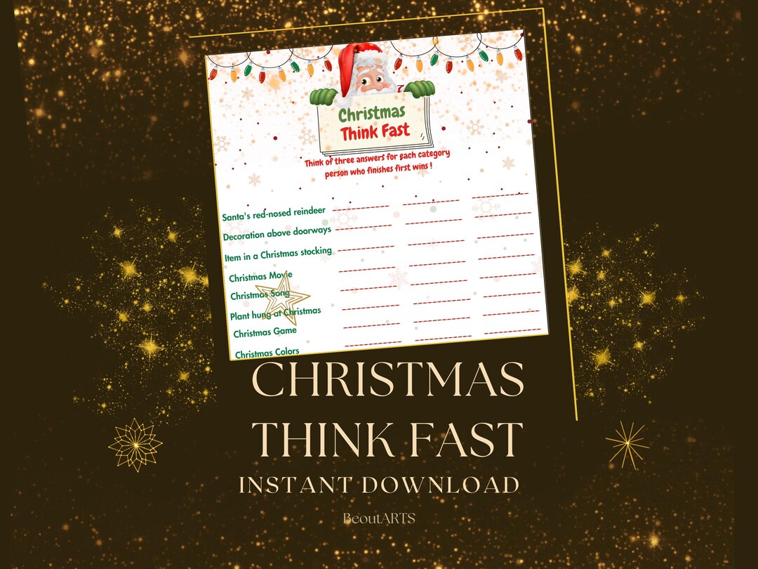 Christmas Think Fast Game: Printable Holiday Activity (PDF) - Etsy