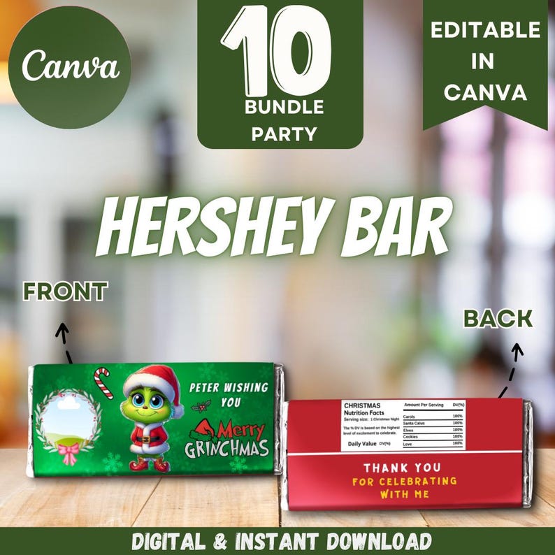 Grinchmas Snack Box Templates, Christmas Bundle (editable Canva) - Etsy