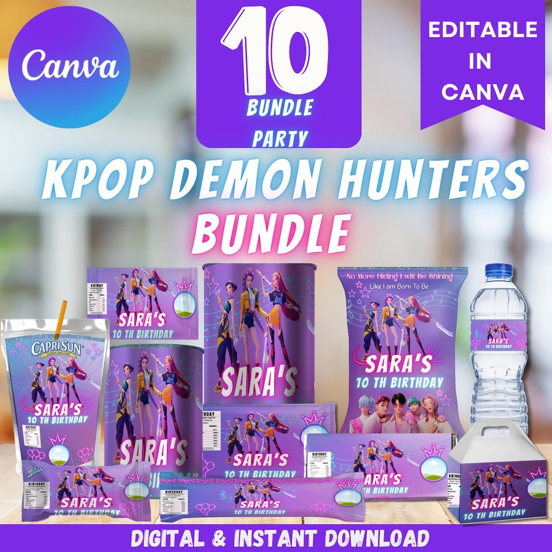 Editable Kpop Demon Hunter Mega Birthday Bundle, Kpop Birthday Party ...