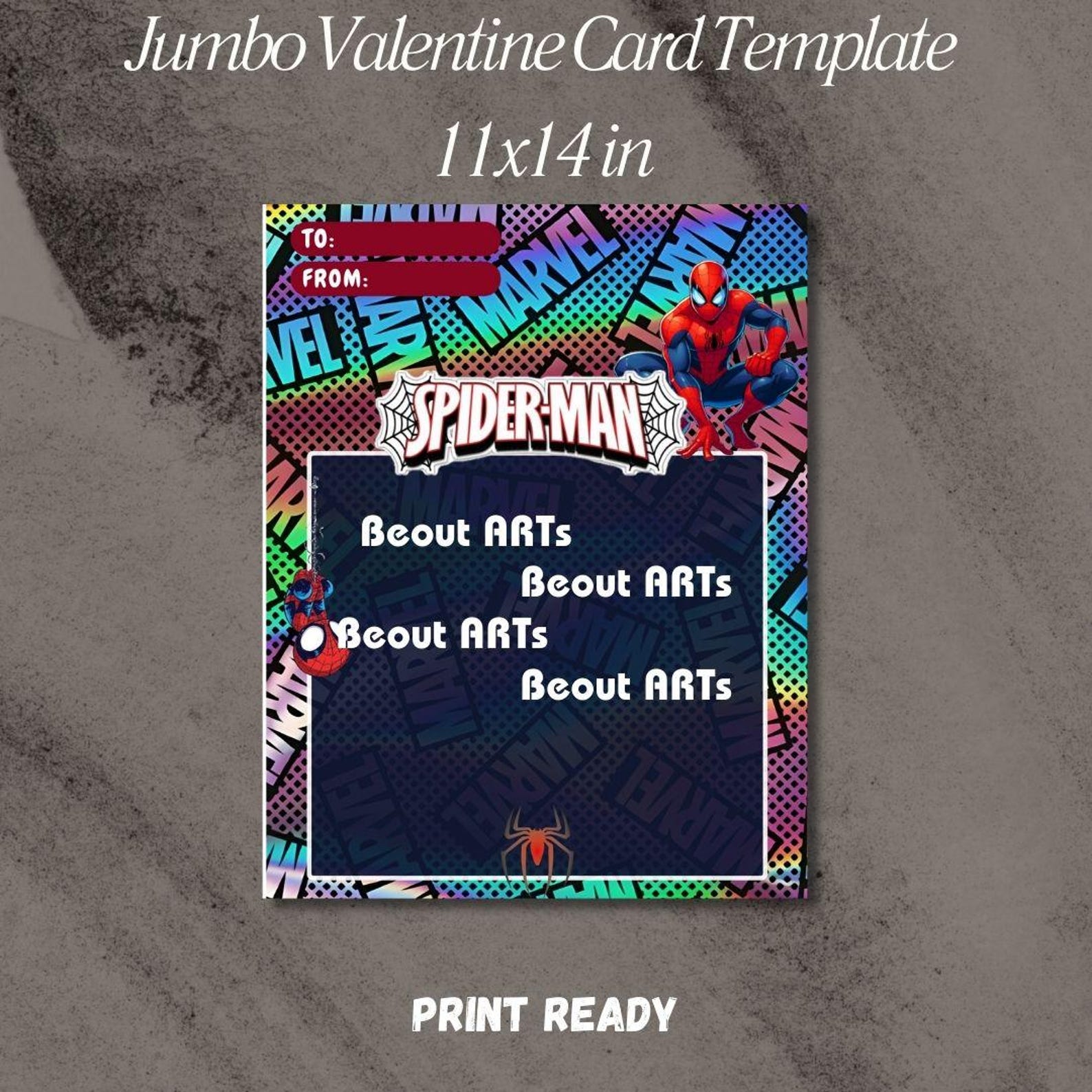 Spiderman Valentine Jumbo Card Template, Canva Editable (print Ready ...