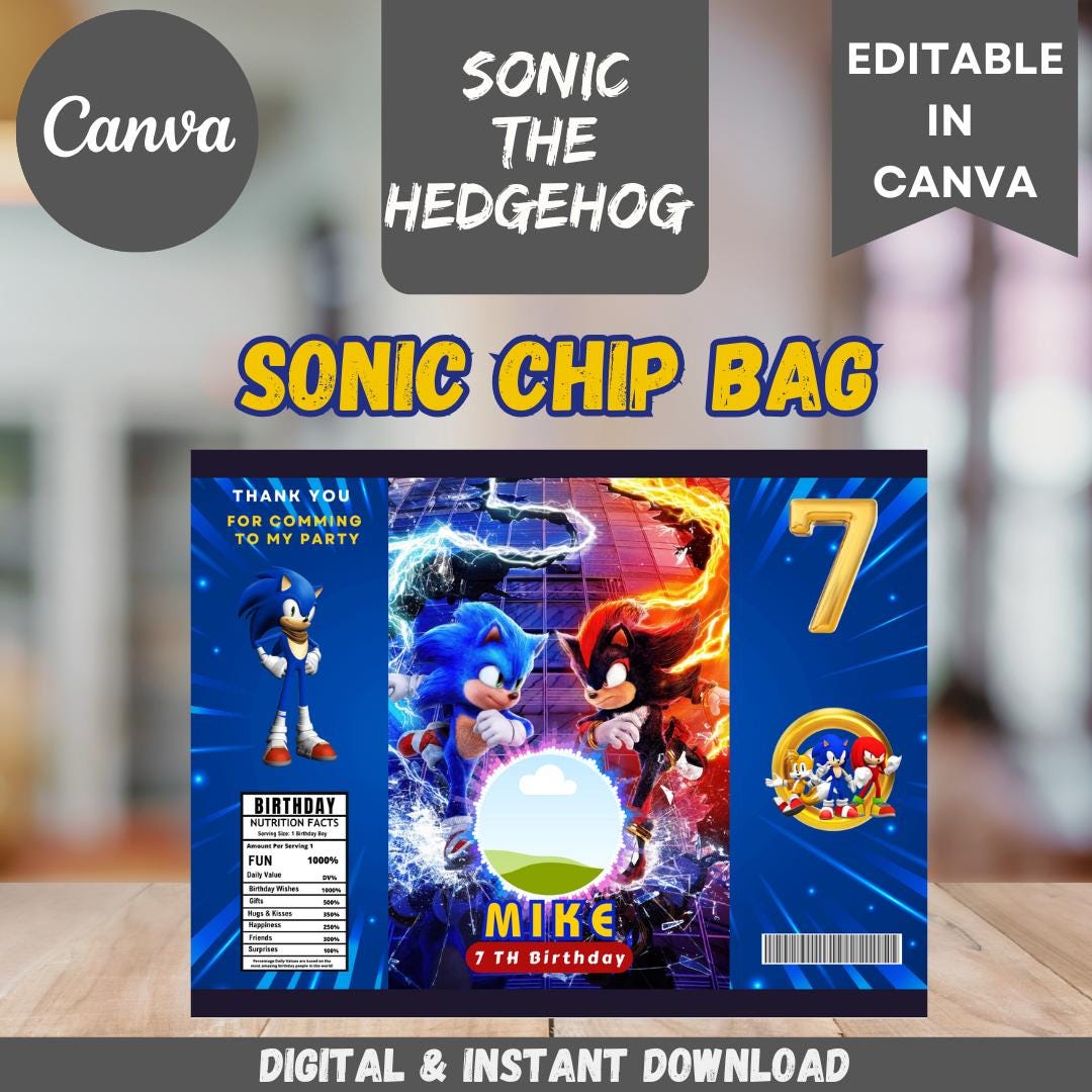 Sonic the Hedgehog Chip Bag Template | Sonic 3 the Hedgehog | Sonic ...