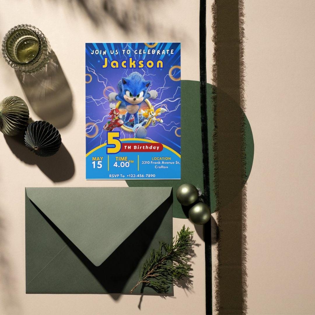 Sonic Hedgehog Editable Birthday Invitation | Hedgehog Party Invitation ...