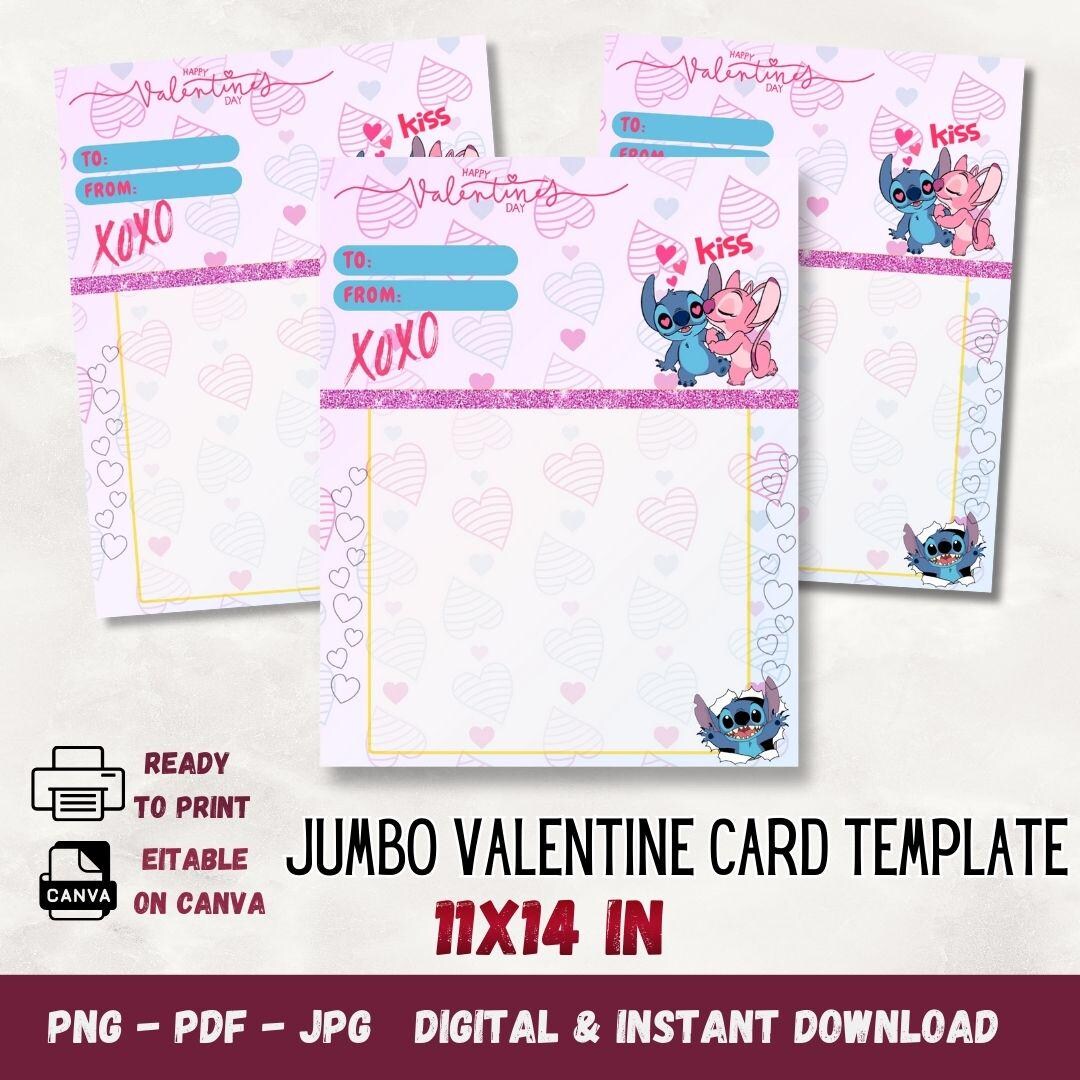 Lilo & Stitch Valentine's Day Jumbo Card Template ,valentine's Day Fun ...