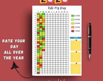 Rate My Day Mood Tracker Printable Daily Rating Tracker Planner Page 30 ...