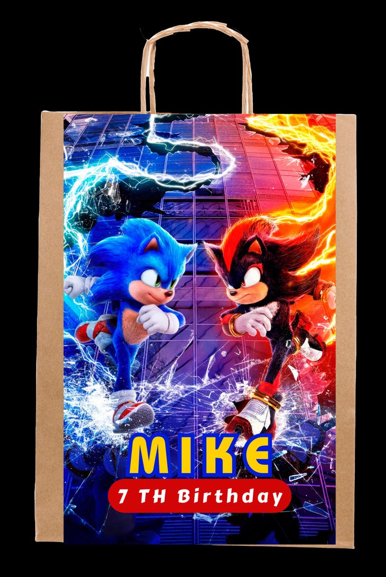 Sonic Hedgehog Birthday Gift Bag Label: Editable Canva Template ...
