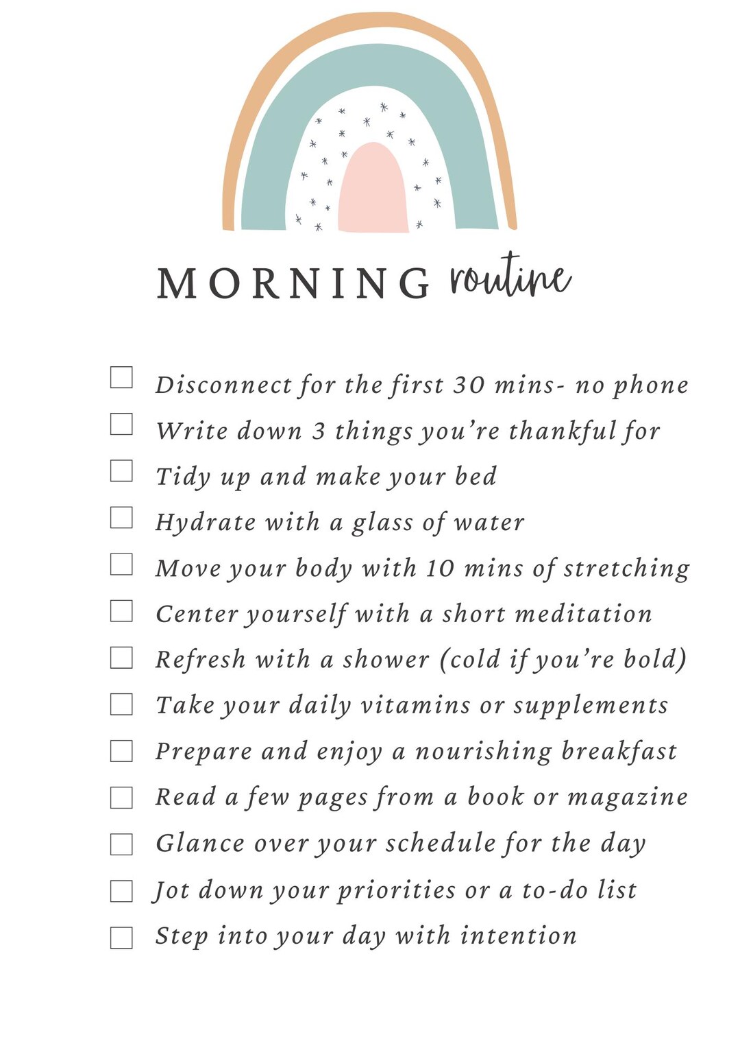Minimalist Morning Routine Checklist | Daily Habit Tracker | Printable ...