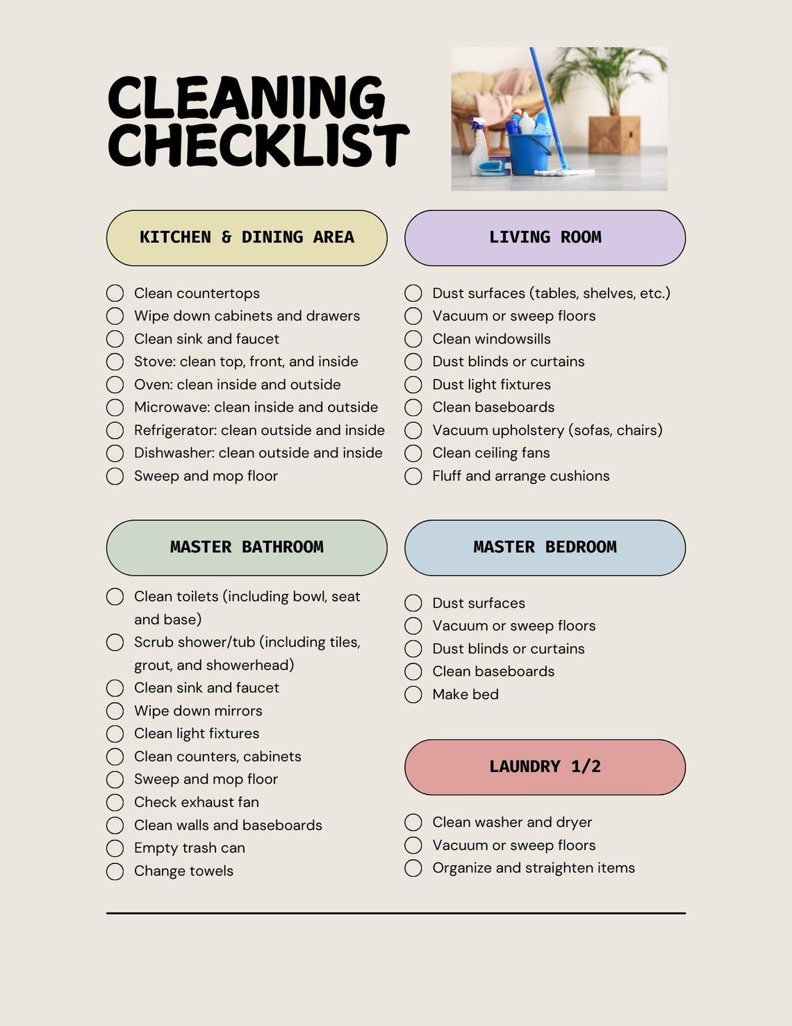 Cleaning Checklist - Etsy
