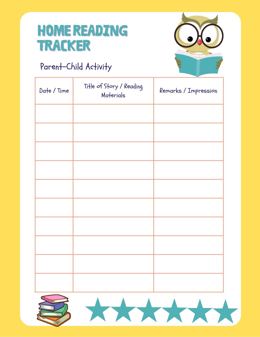 Printable Reading Log for Kids | Home Reading Tracker PDF | Parent ...