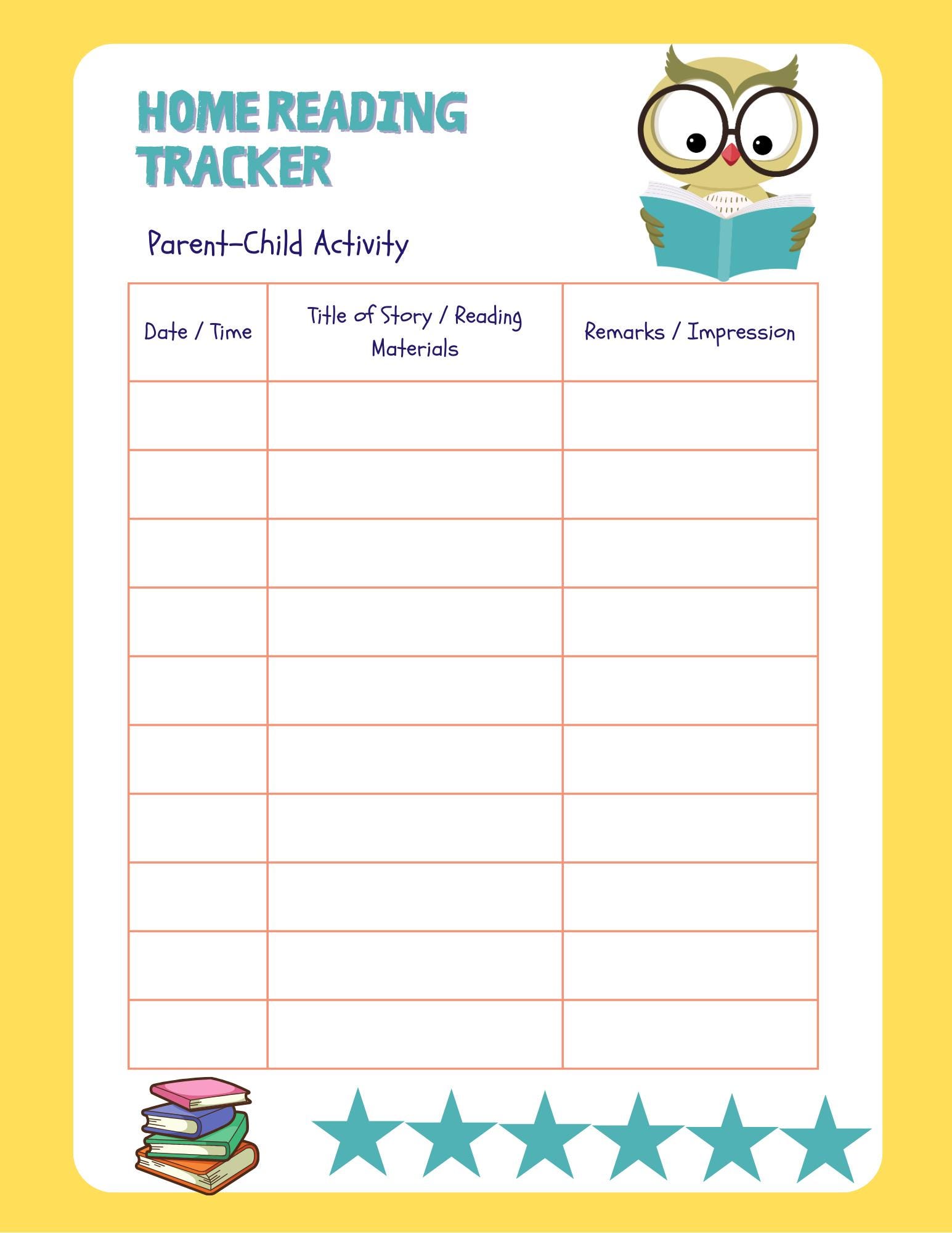 Printable Reading Log for Kids | Home Reading Tracker PDF | Parent ...