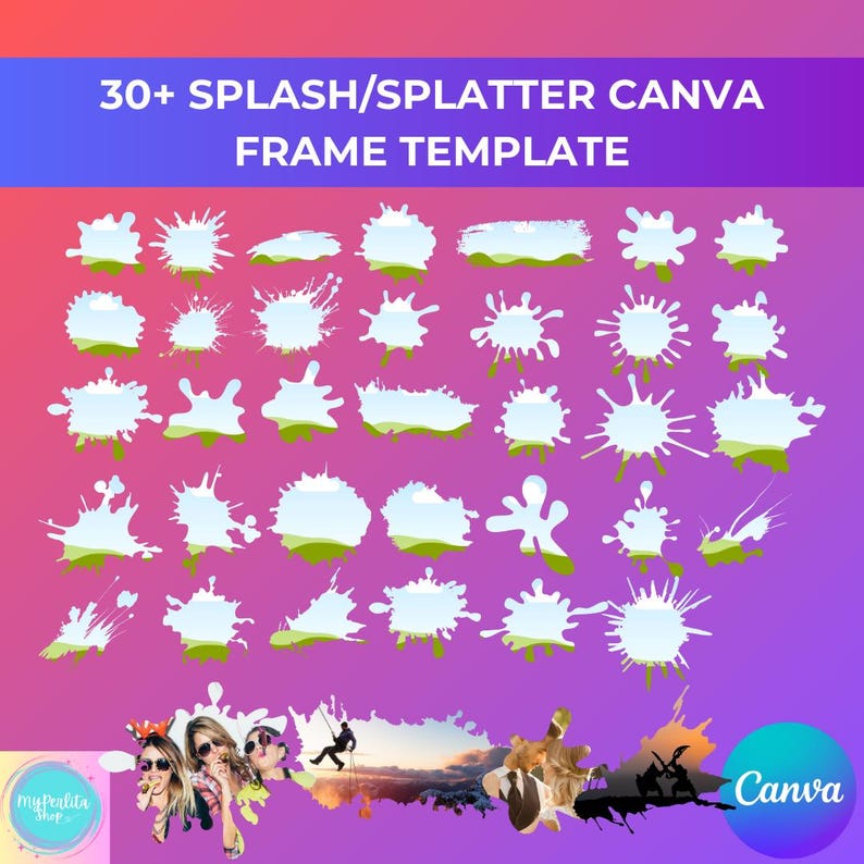 Canva Splash Frame Editable Frame Drag & Drop Canva Frame Splash Frame Photo Frame Frame ...