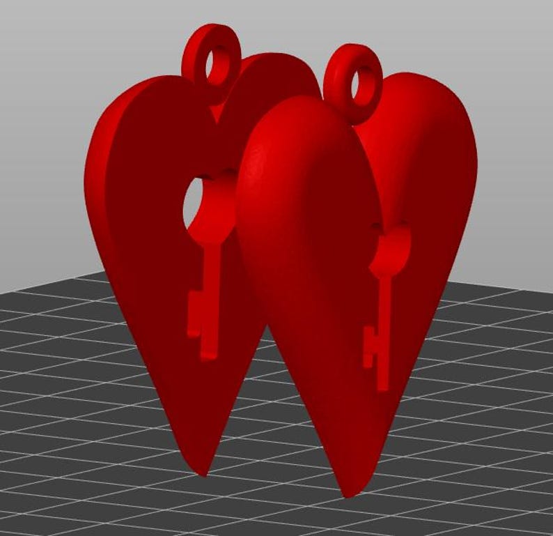 Hearts Made From Folding Halves With Keys. 5 Pcs 3d Model - Etsy