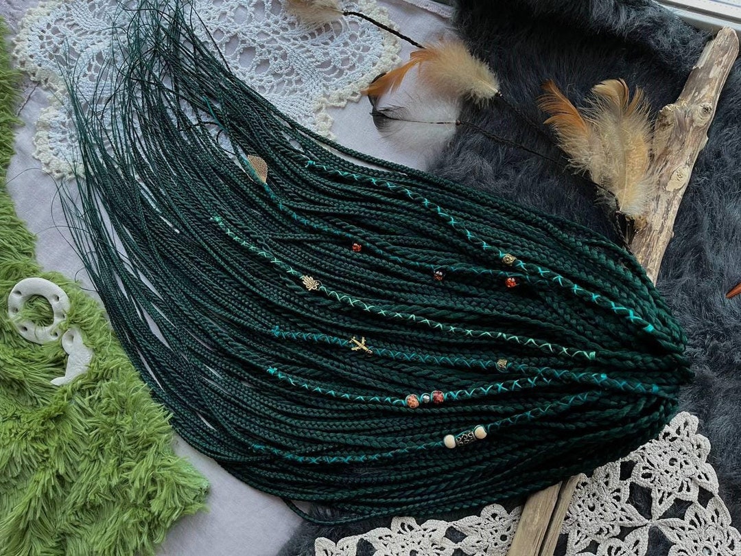 Emerald Green Double-ended Braids Set Synthetic DE Braids Thin Braids ...