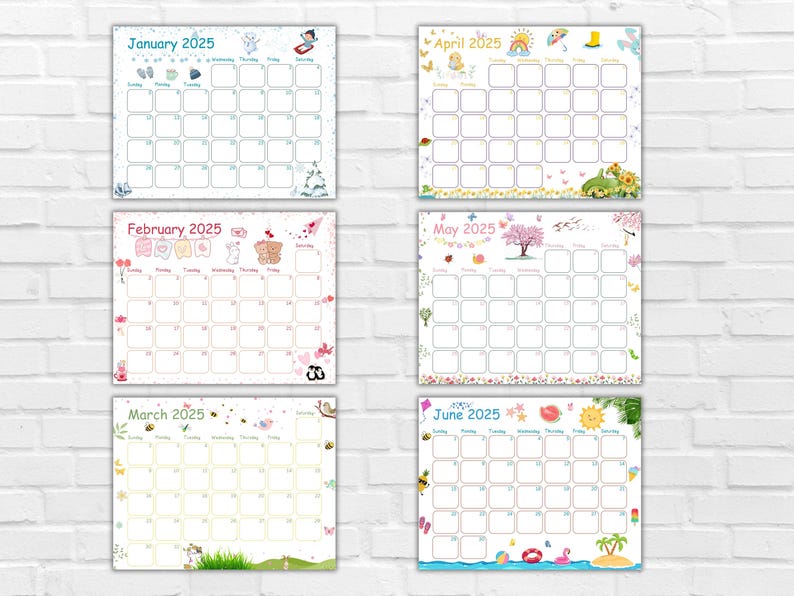 2025 Printable Kids Calendar – Cute Monthly Planner for Kids, Editable ...