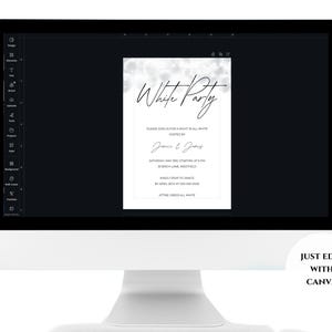 White Party Invitation Template, Editable All White Theme Party ...