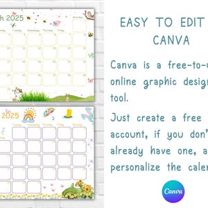 2025 Printable Kids Calendar – Cute Monthly Planner for Kids, Editable ...