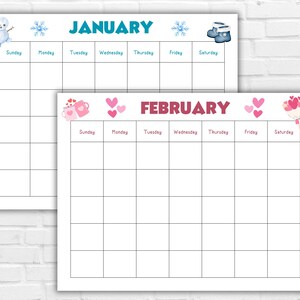 Printable Calendar for Kids, Undated Monthly Planner for Kids, Cute ...